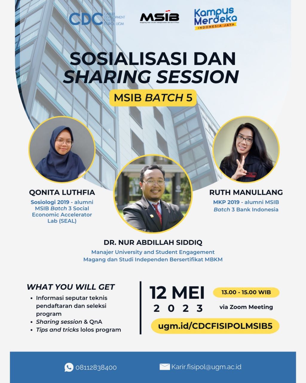 Informasi Sosialisasi dan Sharing Session MSIB Batch 5 CDC Fisipol UGM, MSIB, dan Kampus Merdeka ...